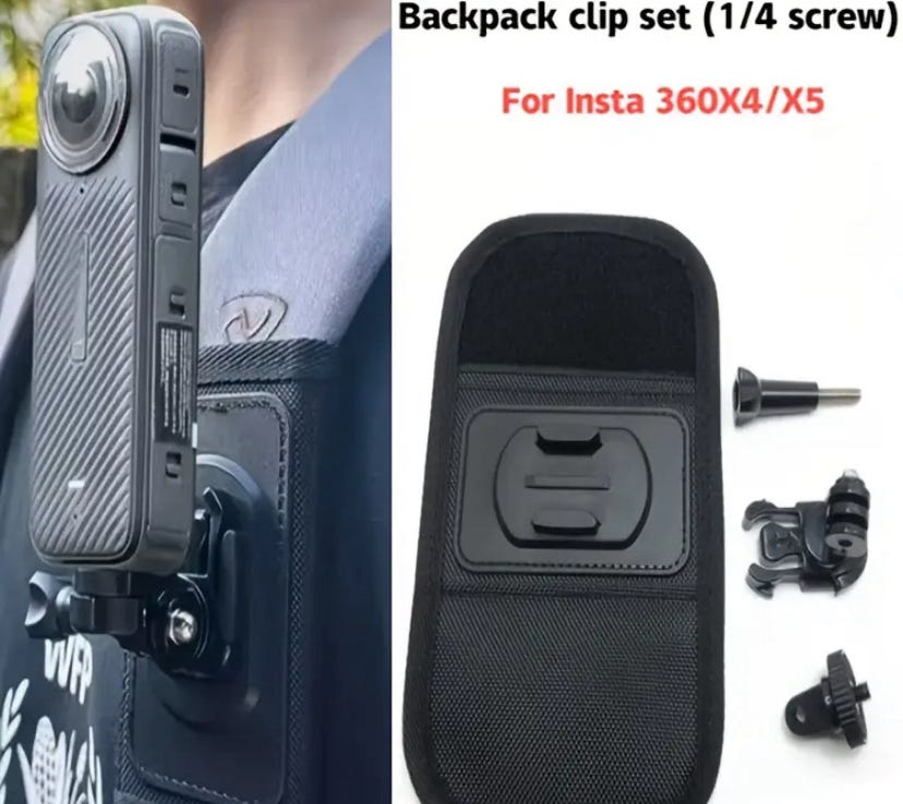 Backpack mount. For Insta360 x5, x4, x3. GoPro, Osmo | FINN-torget