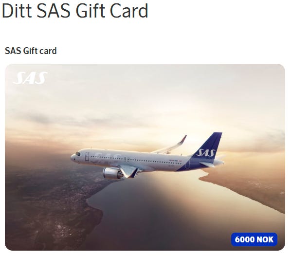 SAS Gavekort / Voucher | FINN-torget