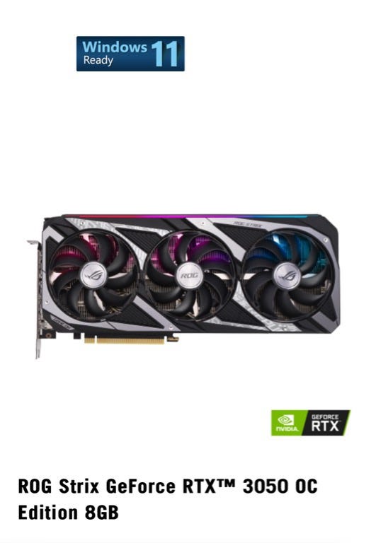 Asus ROG Strix RTX 3050 Tri-fan OC Edition 8GB(rask handel kan pris ...