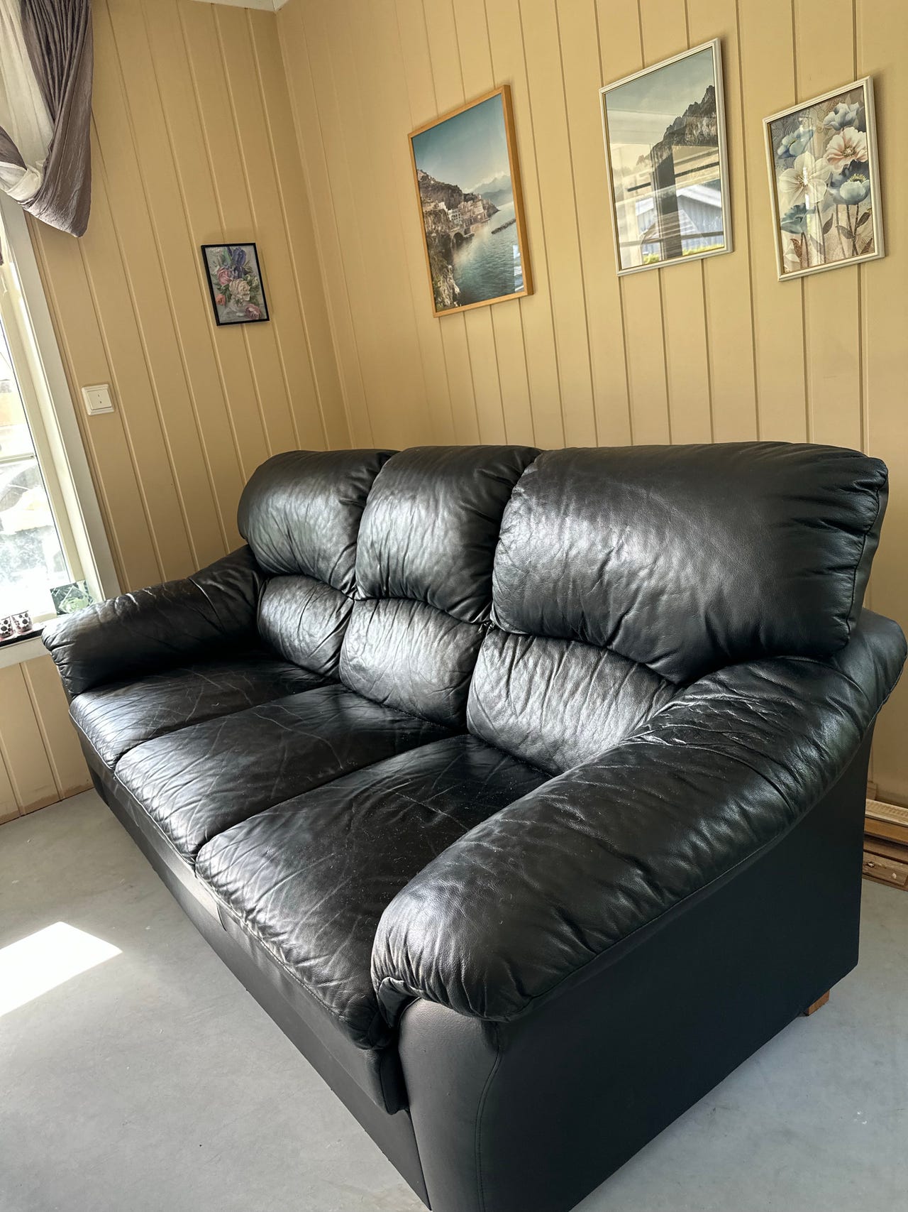 3 og 2 seter skinnsofa | FINN-torget