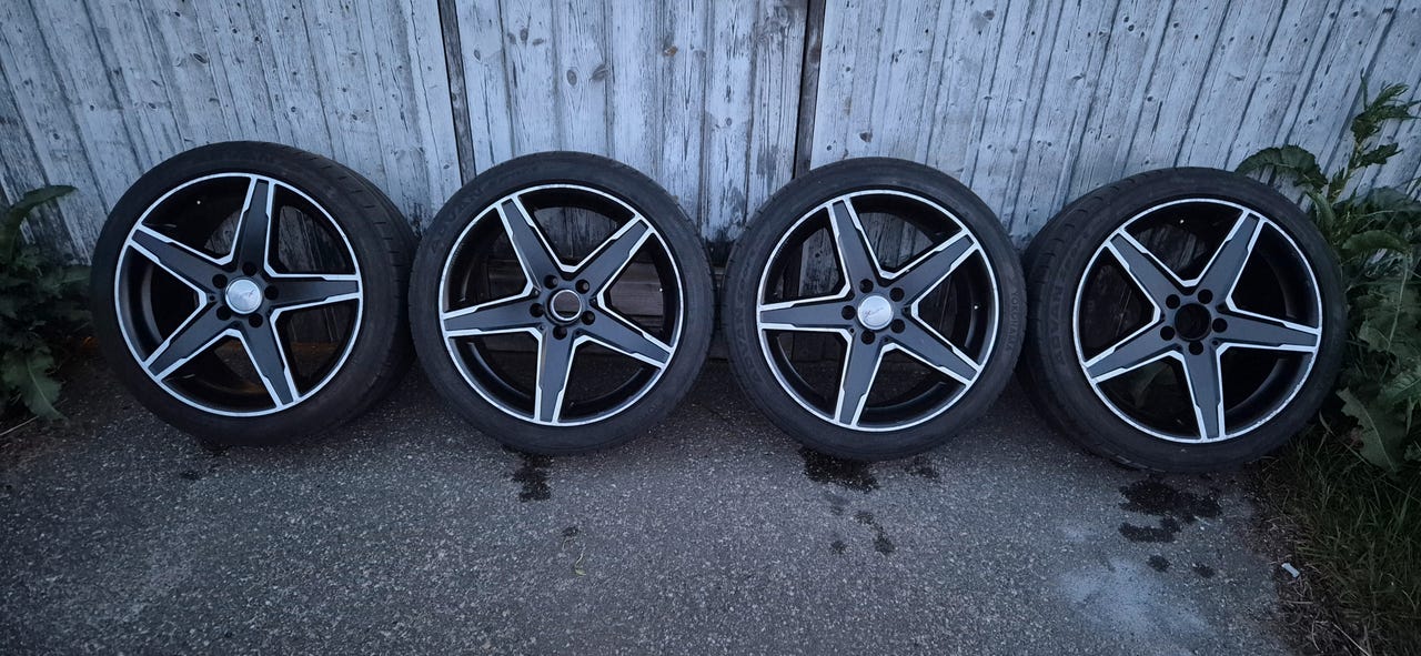 9x18 ET35 5x112 felger med slitte dekk selges | FINN-torget