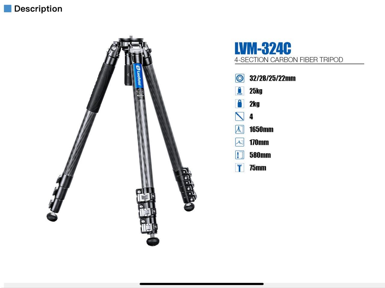 Kraftig stativ Leofoto LVM-324C fotostativ | FINN-torget