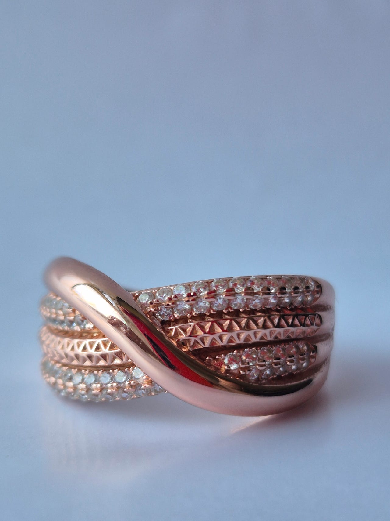 Statement pave ring rosèforgylt, 925 (Str 10) | FINN-torget