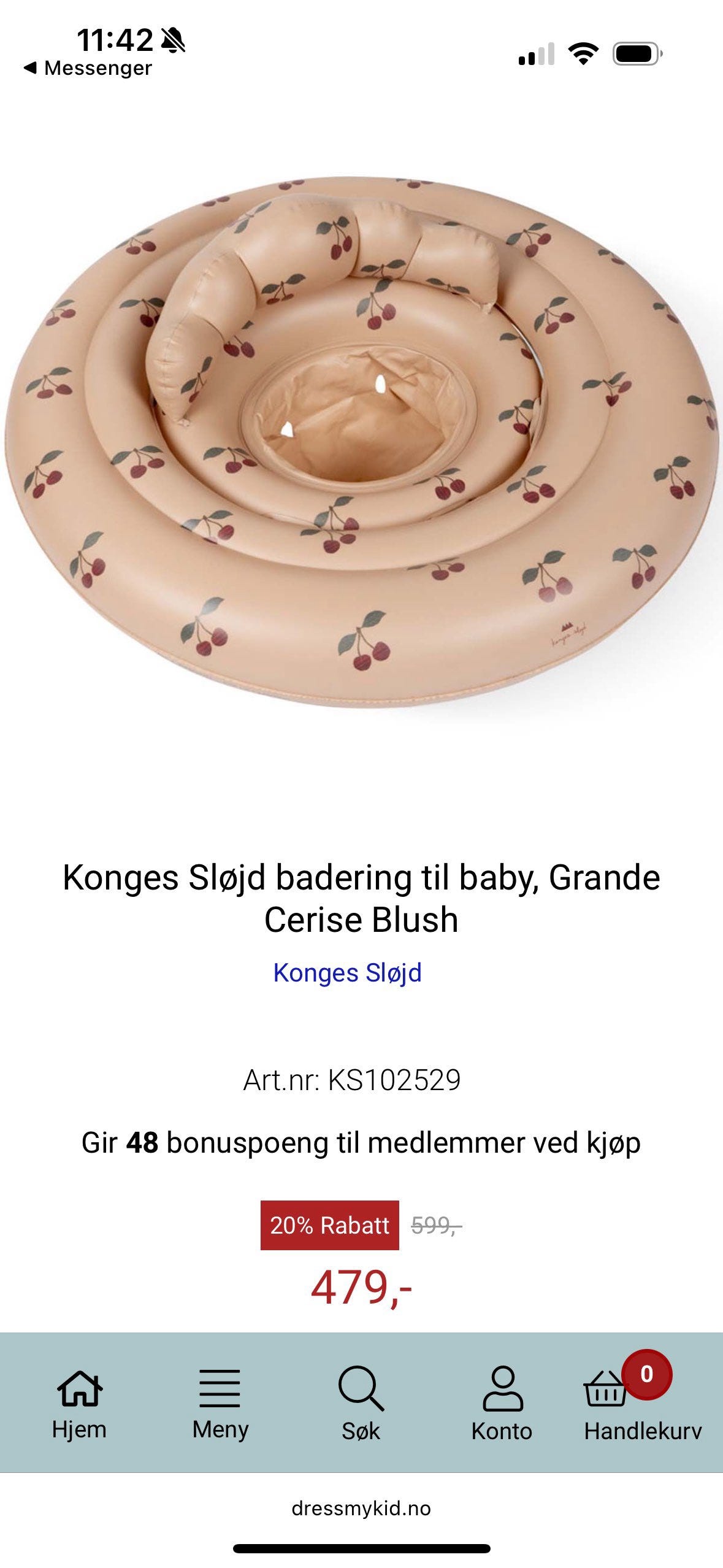 Konges Sløjd badering til baby, Grande Cerise Blush | FINN-torget