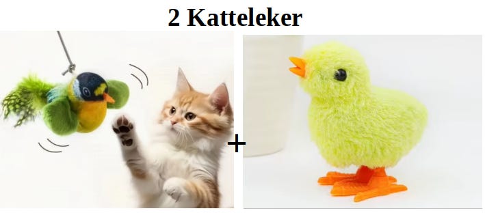 Helt nye 2 katteleker: Kvitrende fugl + Hoppende and | FINN-torget