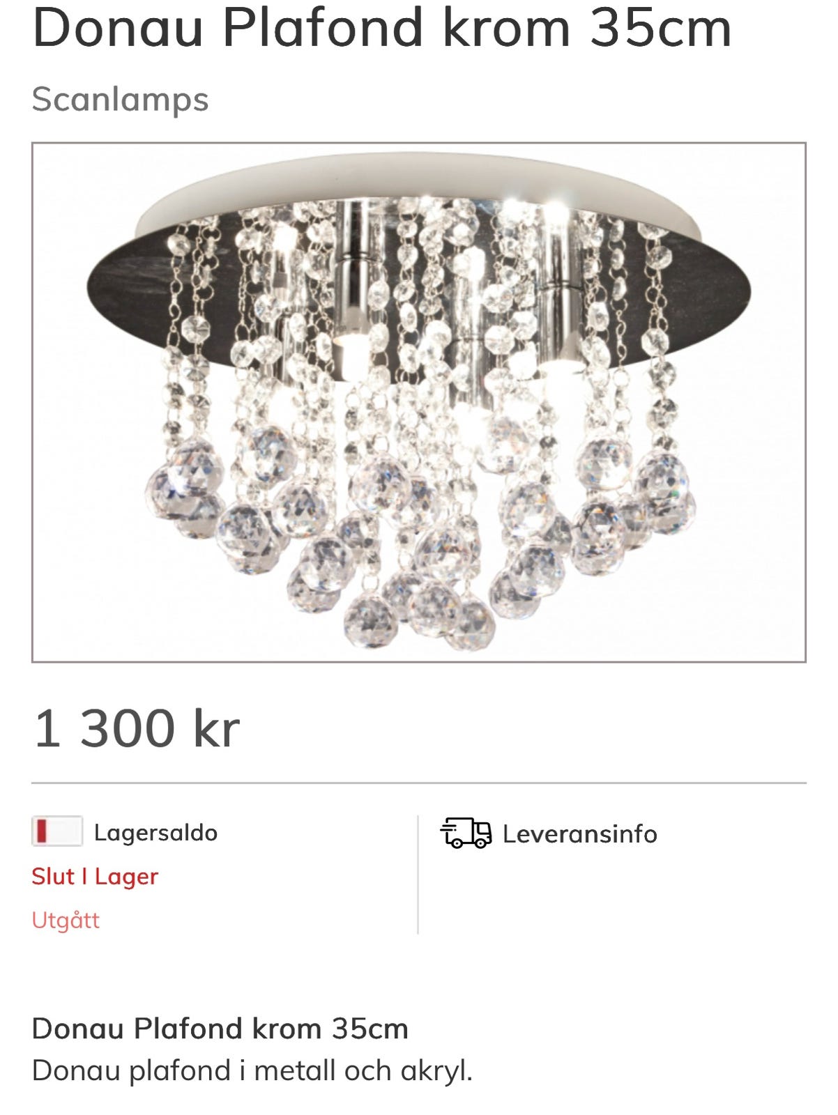 Scan lamps Donau plafond taklampe | FINN-torget