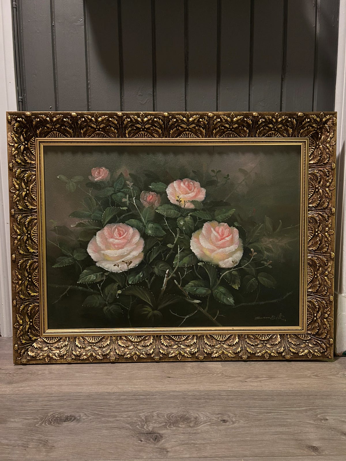 Pent oljemaleri med rosemotiv. | FINN-torget