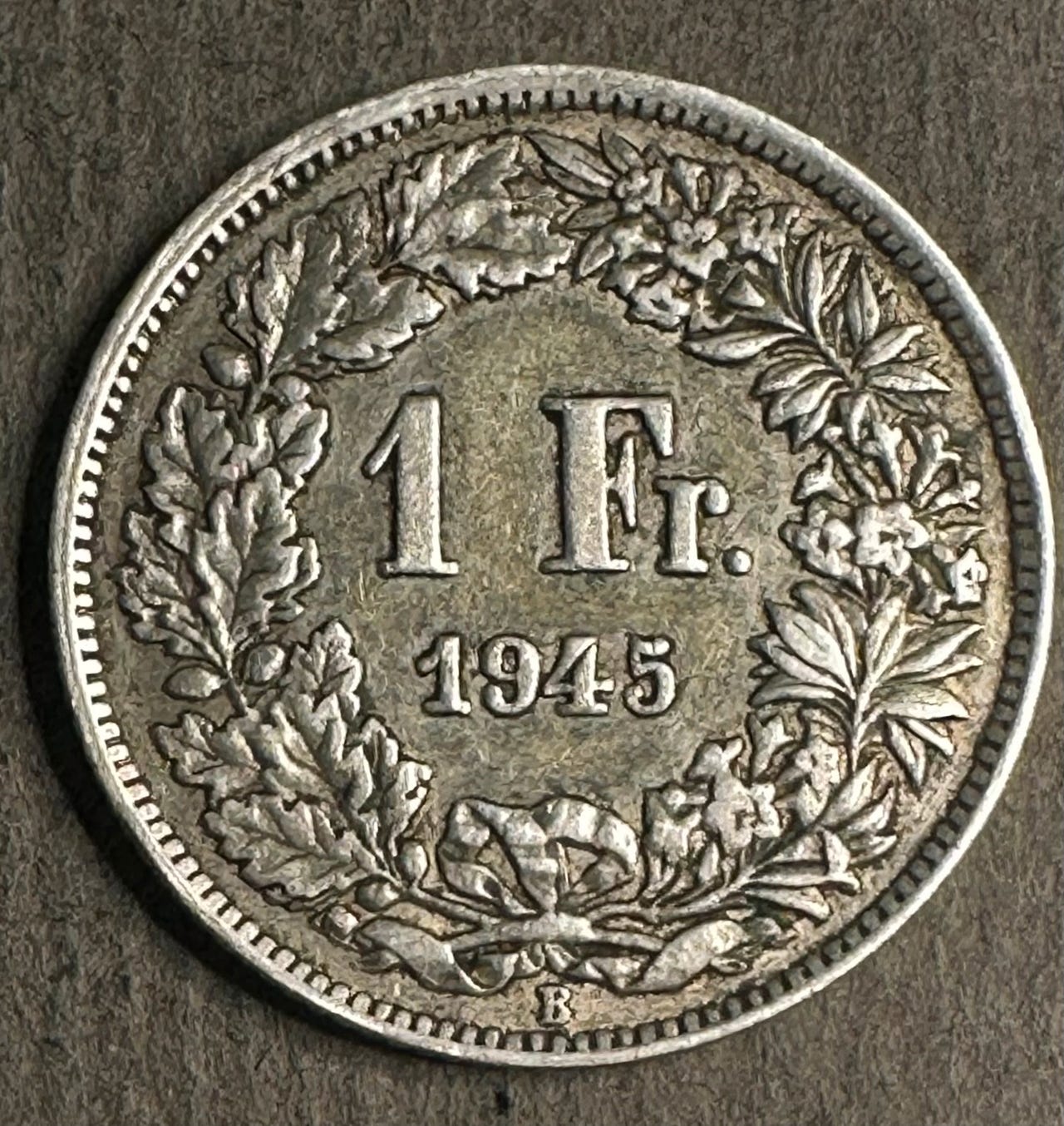 Sveits 1 Fr 1945 - .825 SØLV - Ok mynt (3489 AÆ) | FINN-torget
