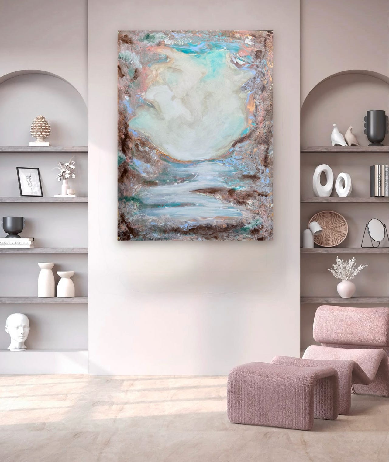 Abstrakt landskap kunst maleri | FINN-torget