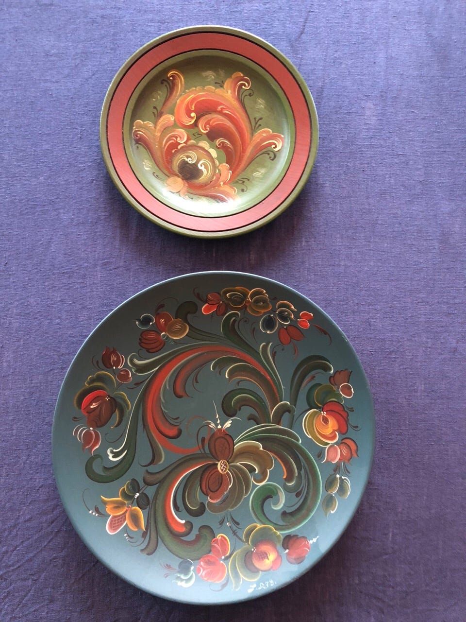 Rosemalt trefat håndmalt 2 stk | FINN-torget