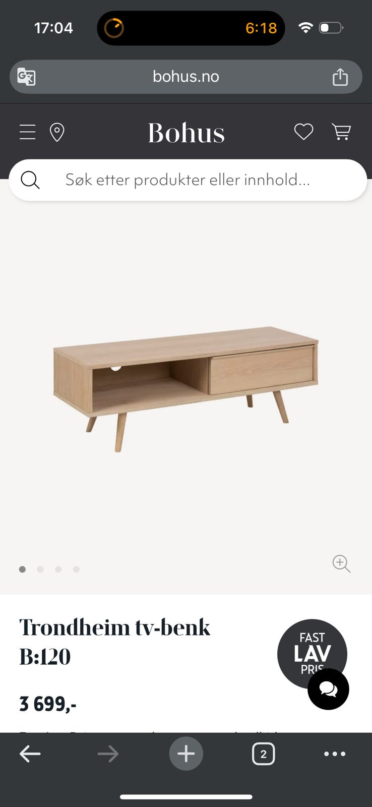 Trondheim tv-benk B:120 fra Bohus | FINN-torget
