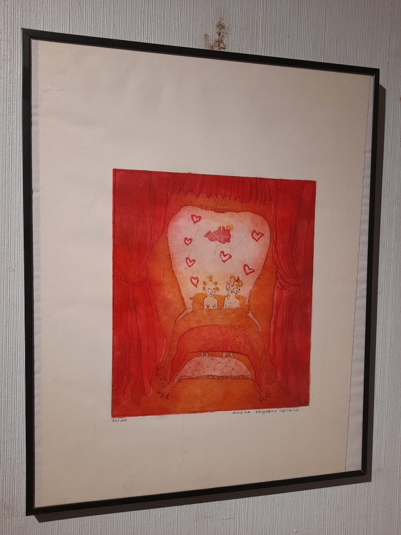 Annette Saugestad Helland (1975-),"Kongelig elskov", litografi nr. 52/ ...