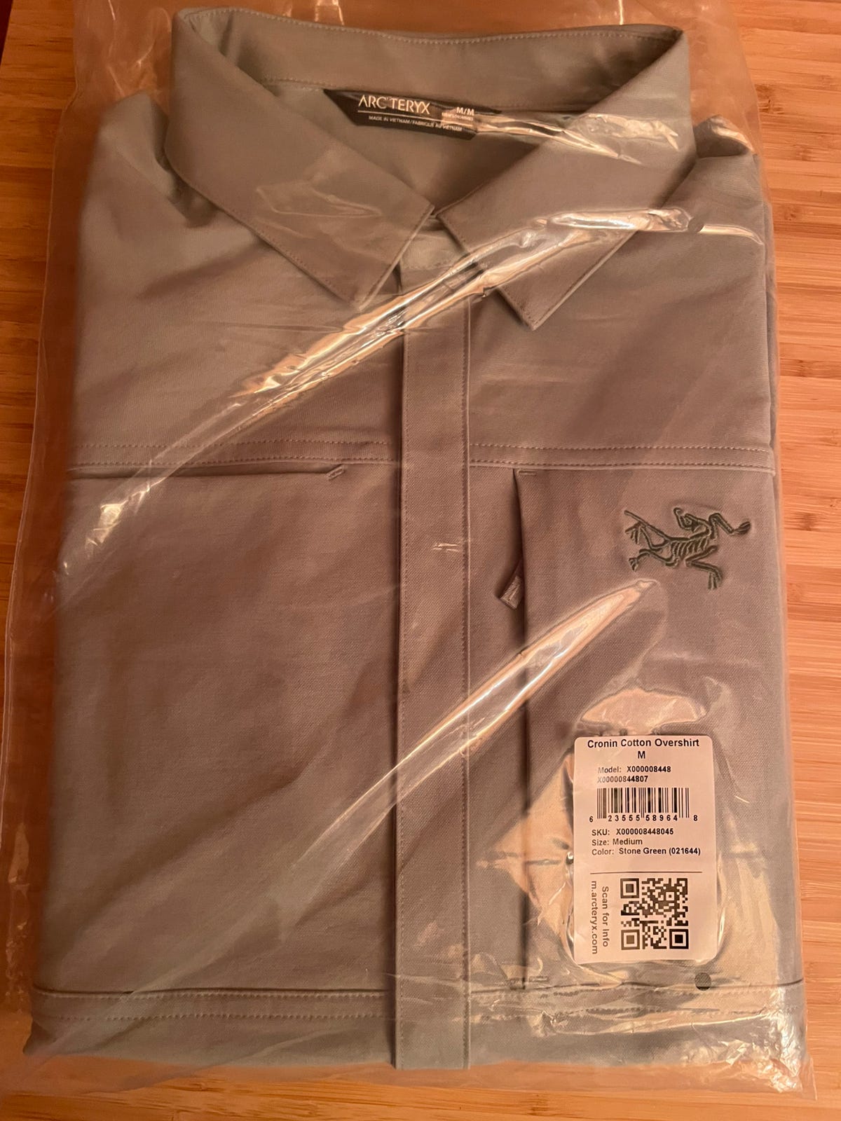 Ny: Arcteryx Cronin Cotton Overshirt (Stone Green) Herre Mens Medium ...