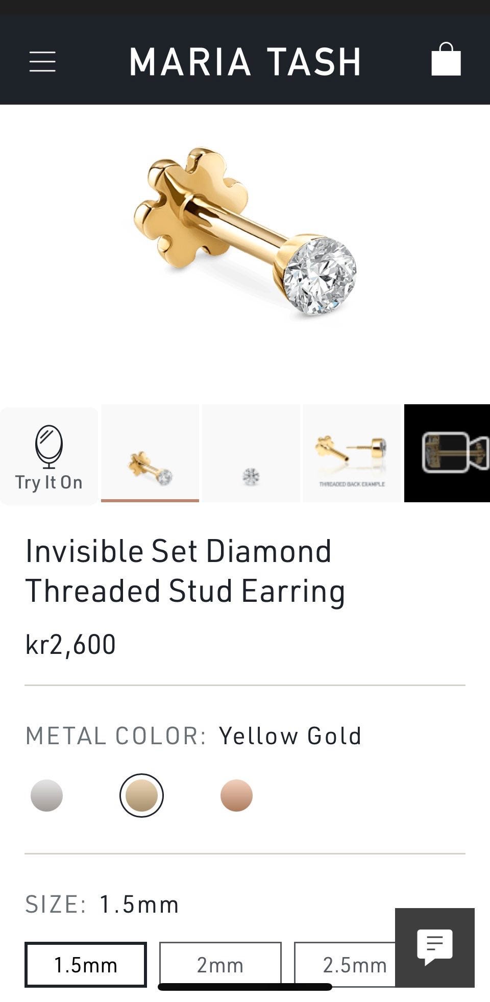 Maria Tash, Invisible Set Diamond Threaded Stud Earring | FINN-torget