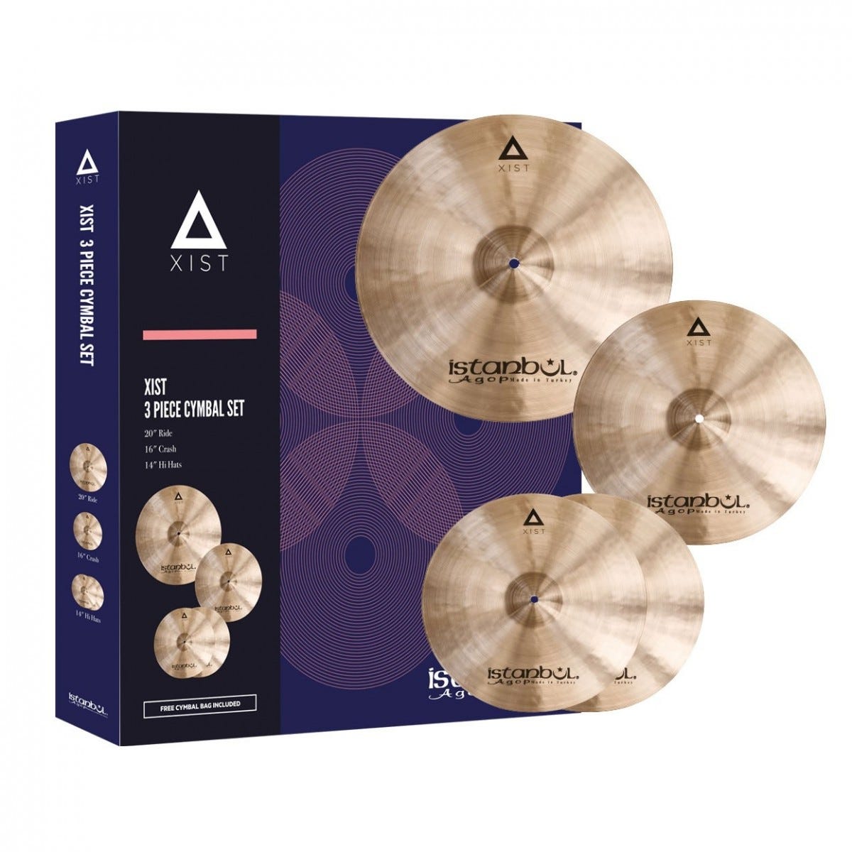 Istanbul Agop Xist Cymbal Set (14", 16", 20") med bag | FINN-torget