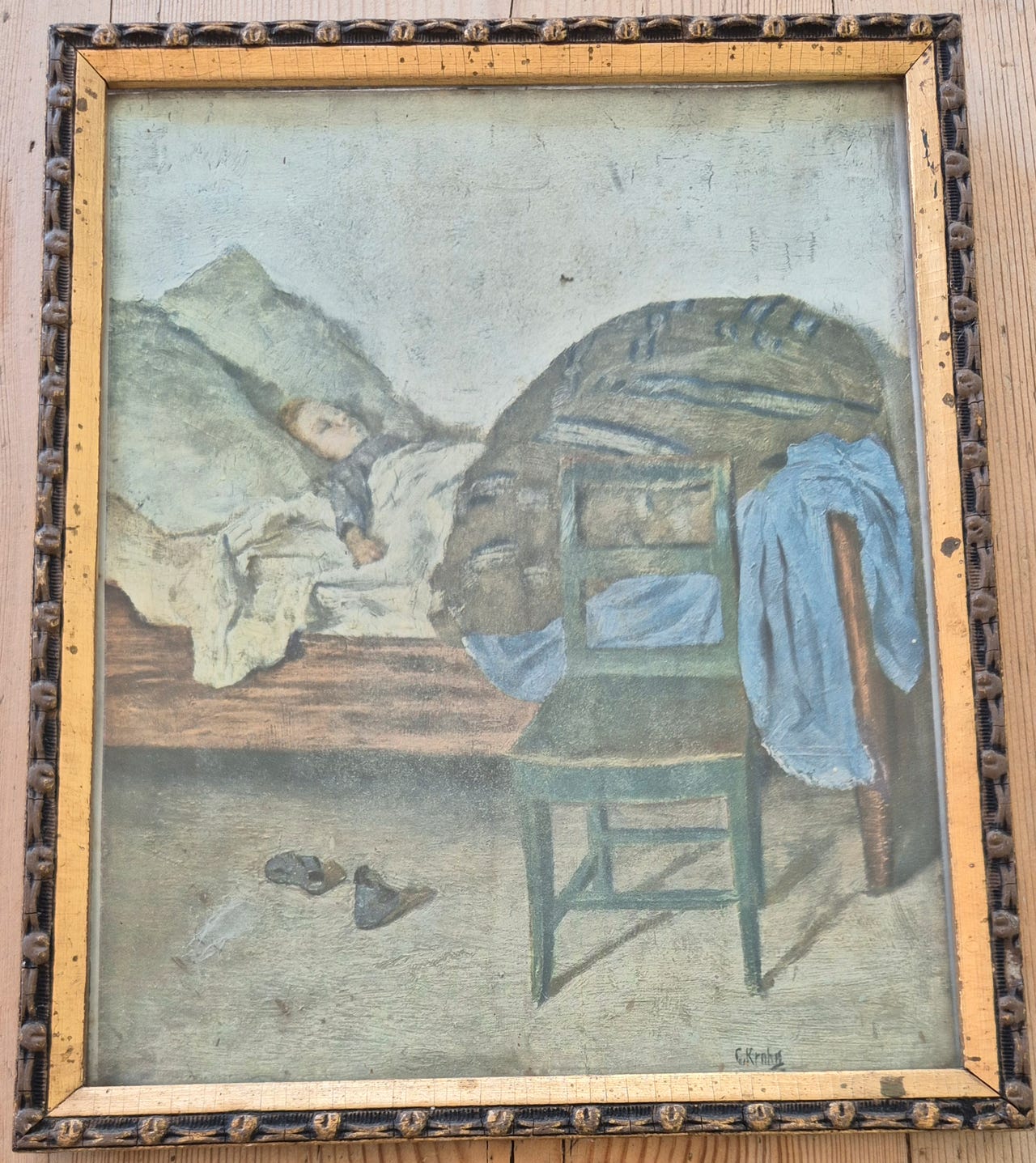 Christian Krogh "Sovende barn" - gammel reproduksjon | FINN-torget