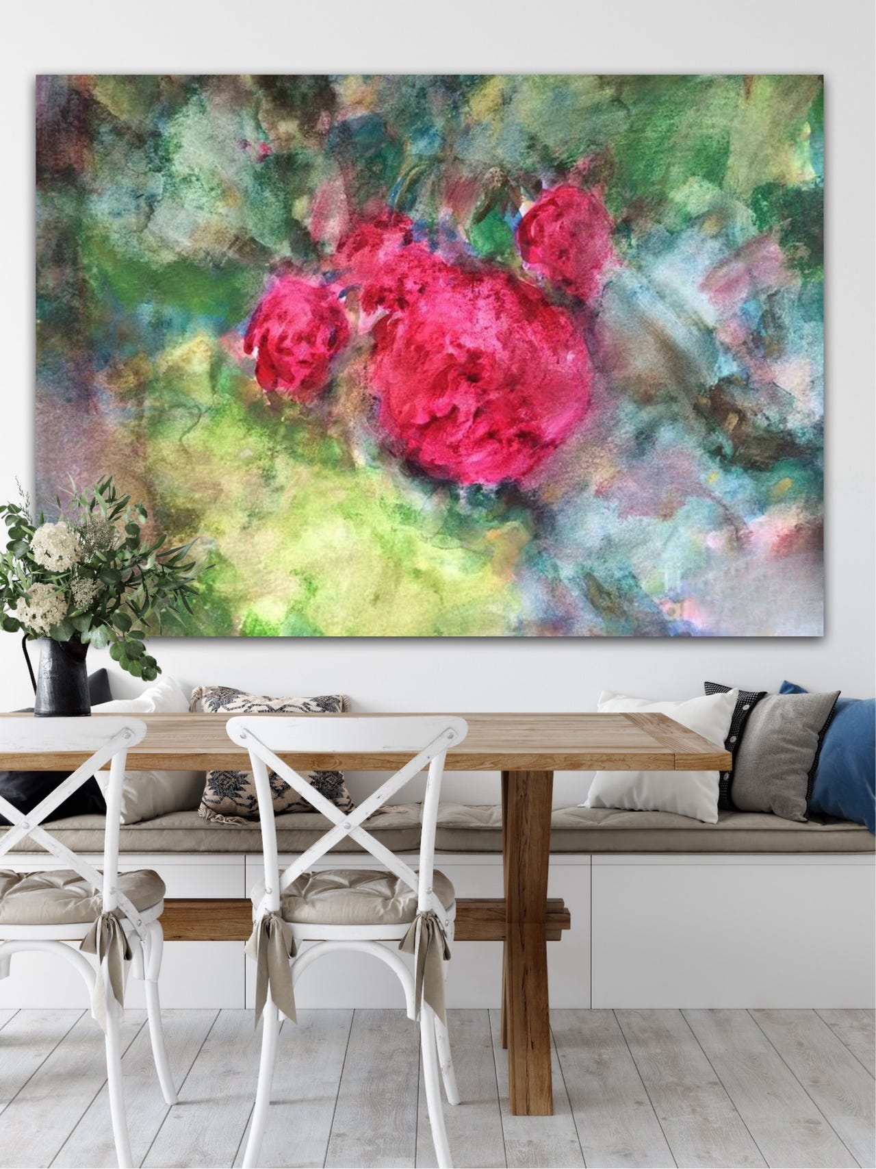 Maleri Abstrakt Blomster Motiv Akvarell | FINN-torget