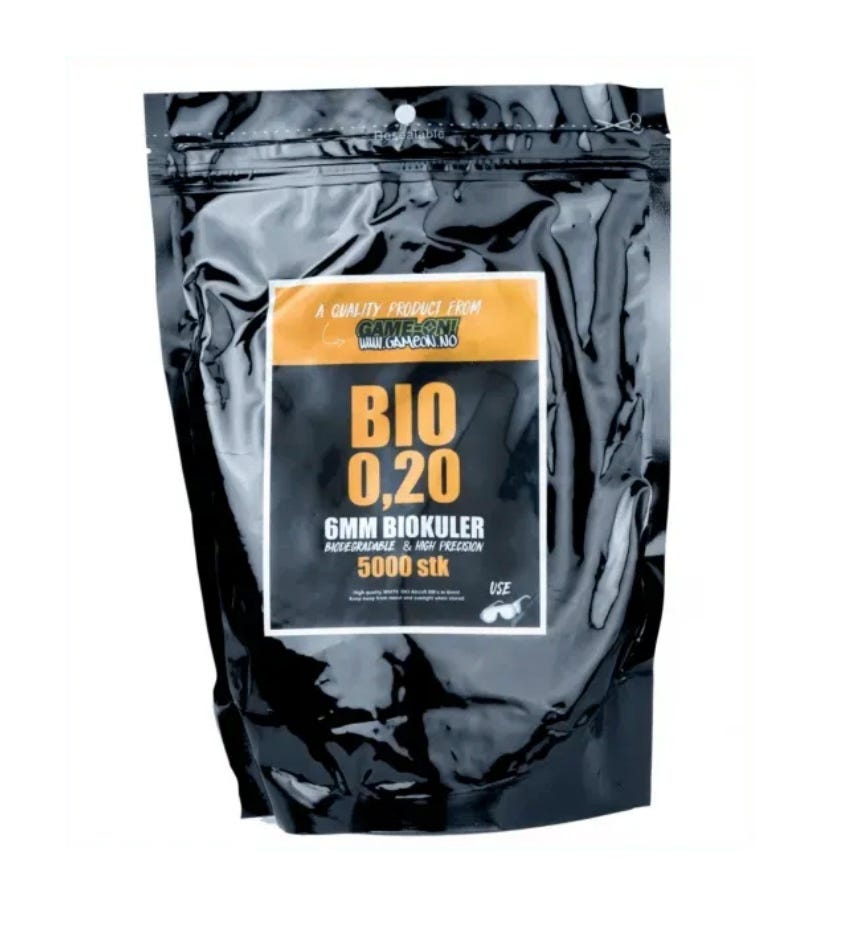 Høykvalitets softgun kuler - 0.20g BIO 6mm Airsoft | FINN-torget