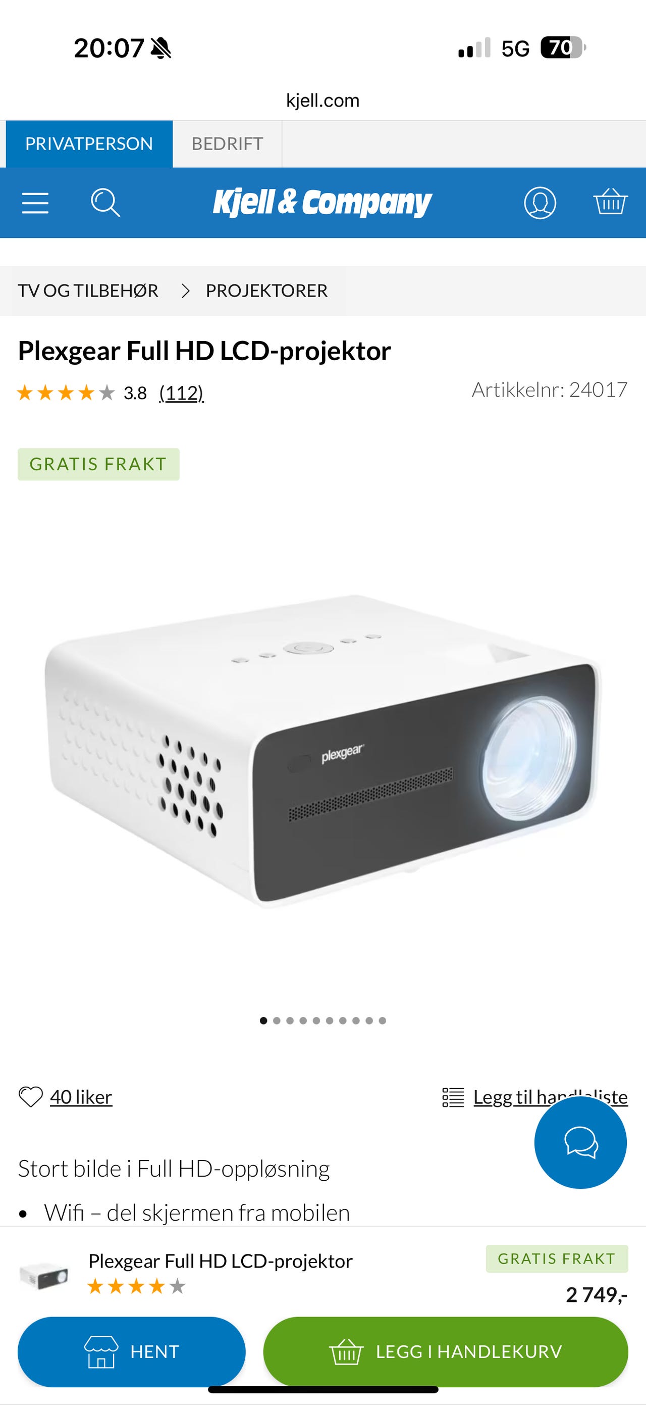 Plexgear Full HD LCD-projektor | FINN-torget