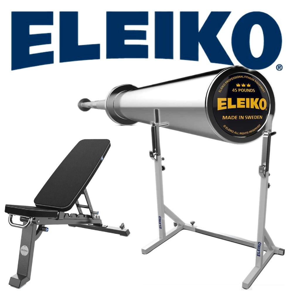 Pakke med Eleiko treningsutstyr! Benk, rack, stang - Nypris ca 40 000 ...