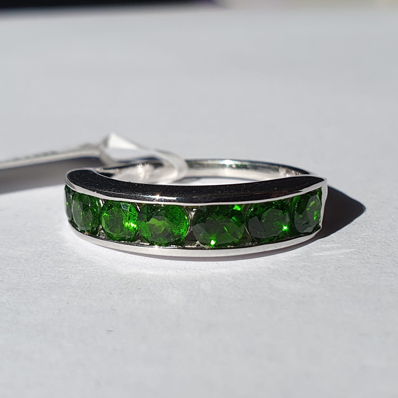 Russian Diopside 2ct Platinum Plated Silver 925 Sølv Half Eternity Ring ...