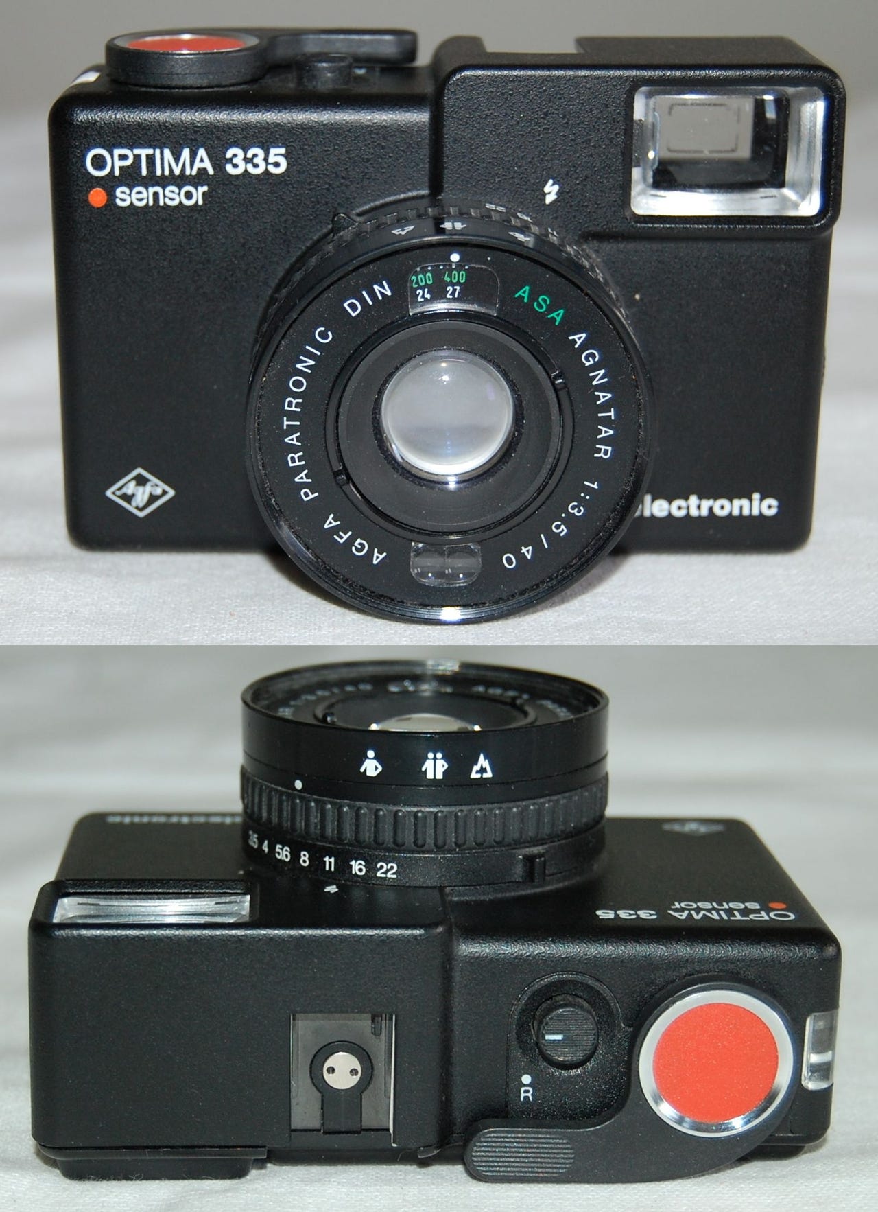 Agfa Optima 335 Sensor 35mm PointnShoot, Paratronic 40mm f/3.5 Agnatar ...