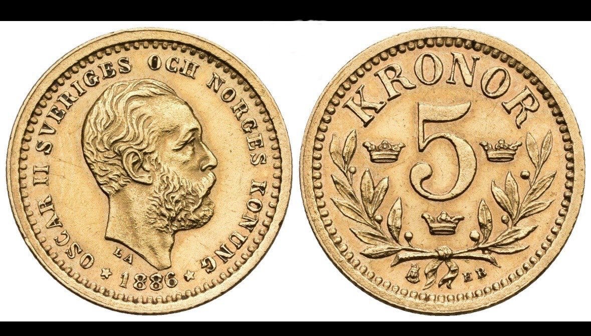 Pen gullmynt 5 kr 1886 | FINN-torget