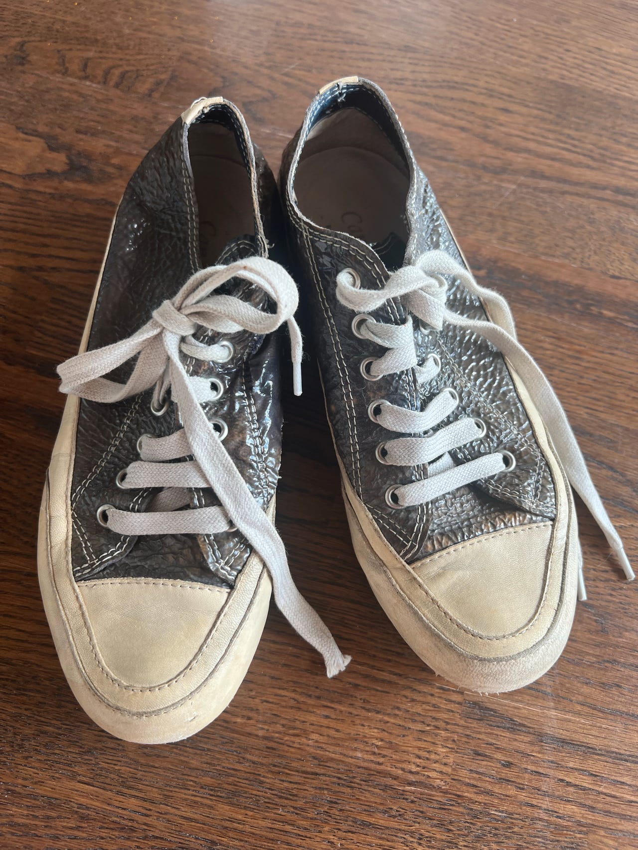 Flotte og behagelige sneackers i blå/ beige skinn i merke:Candice ...