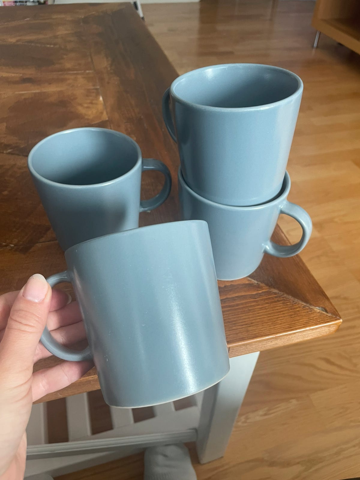 4 stk blå/grå kopper GIS BORT | FINN-torget