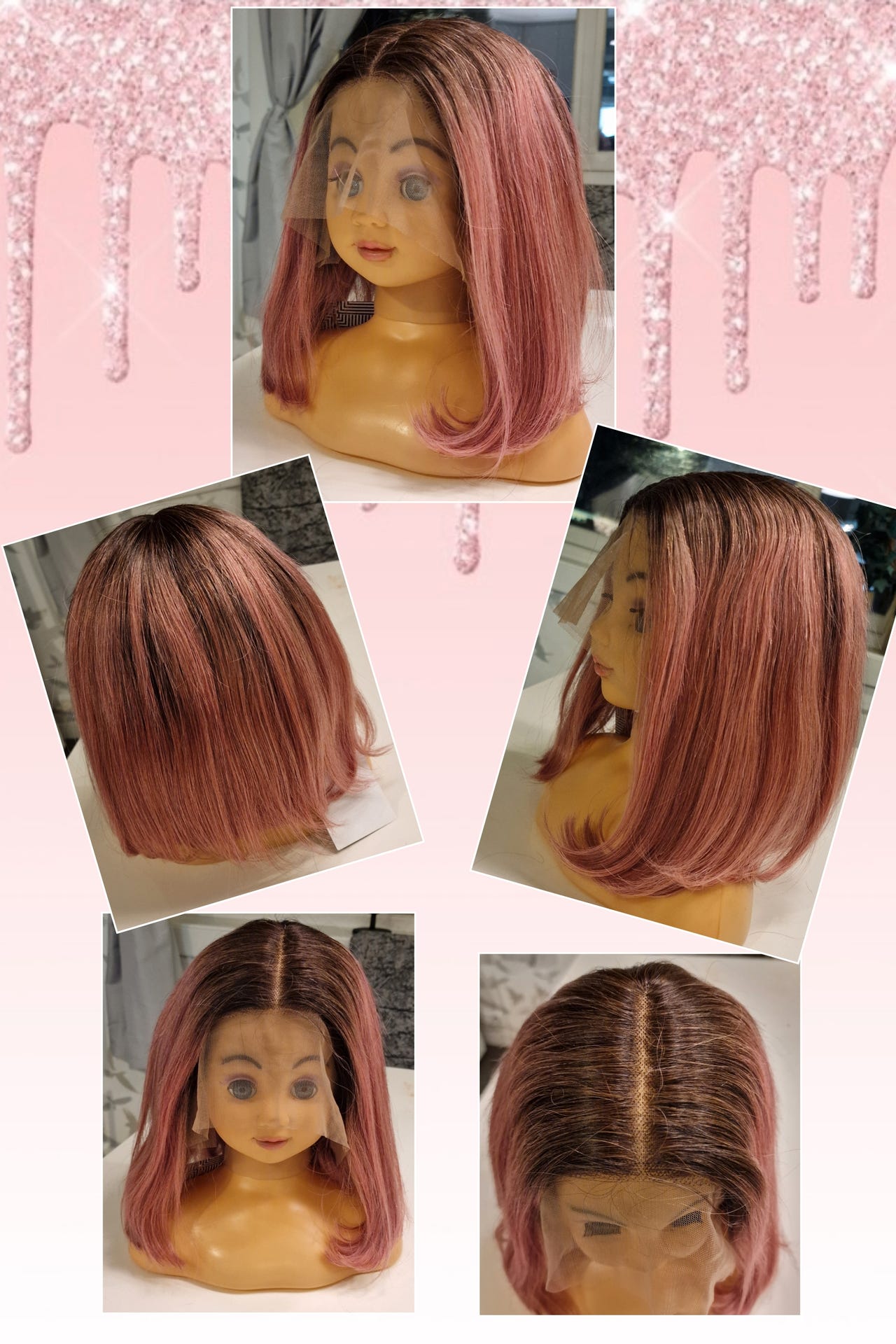 Human hair wig. 13×2×5 lace front, bob. Rett. Ombre | FINN-torget