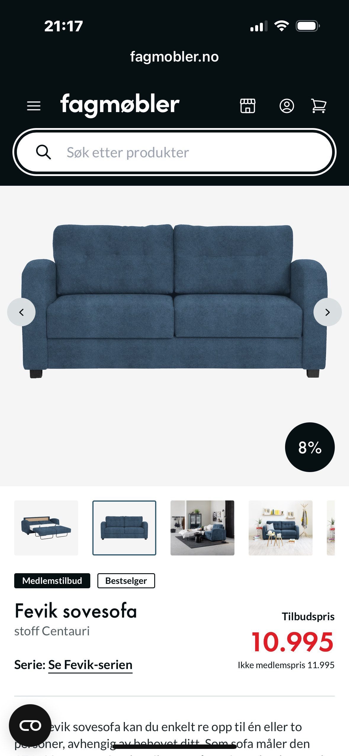 Fevik sovesofa fra Fagmøbler | FINN-torget