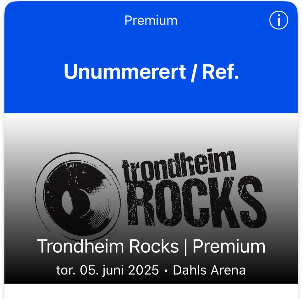 Trondheim Rocks 2025 - Premiumbillett | FINN-torget