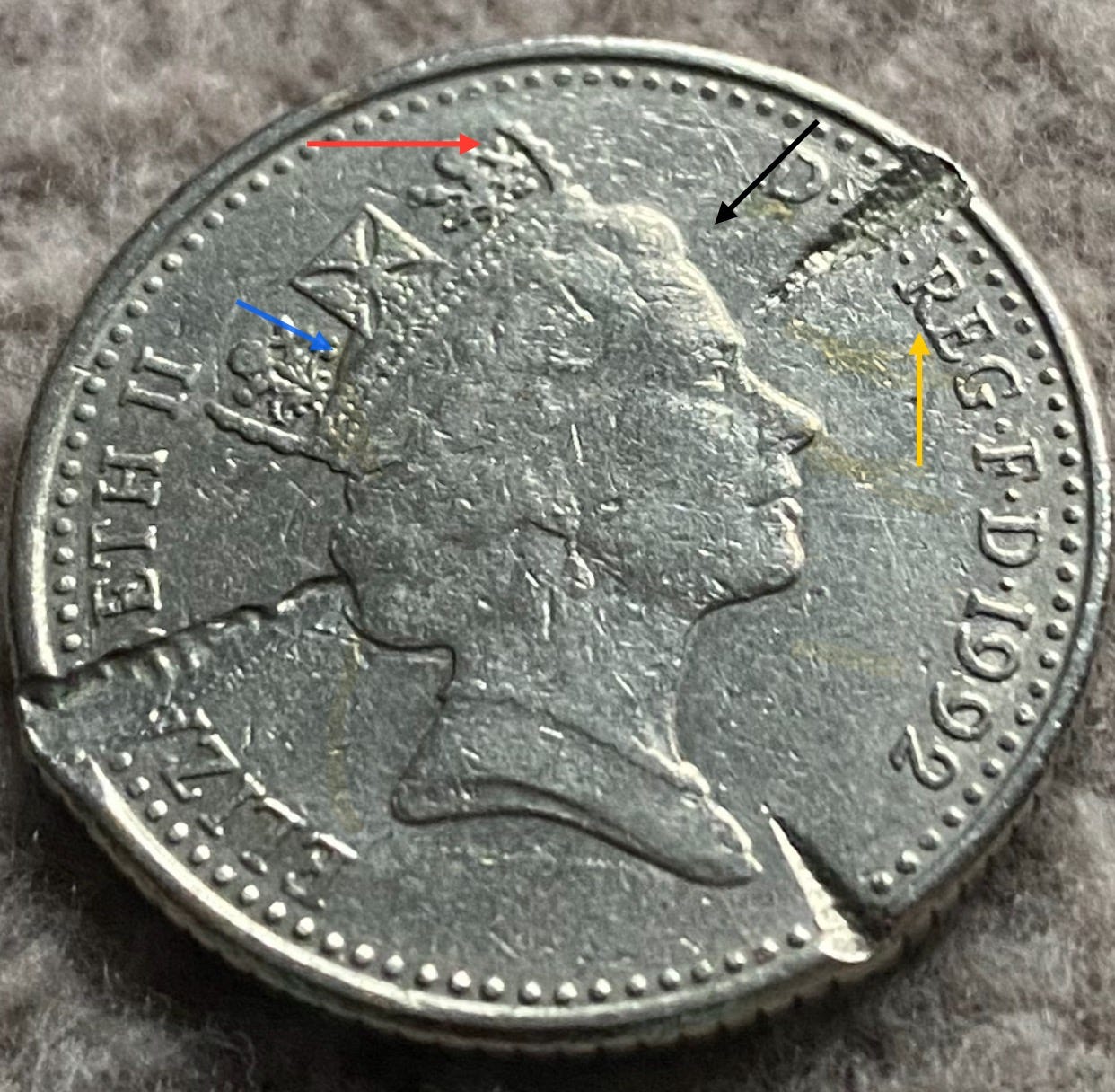 Rare Error 1992 UK 10 Pence Coin Post-Mint Damage or Minting Flaw | FINN-torget