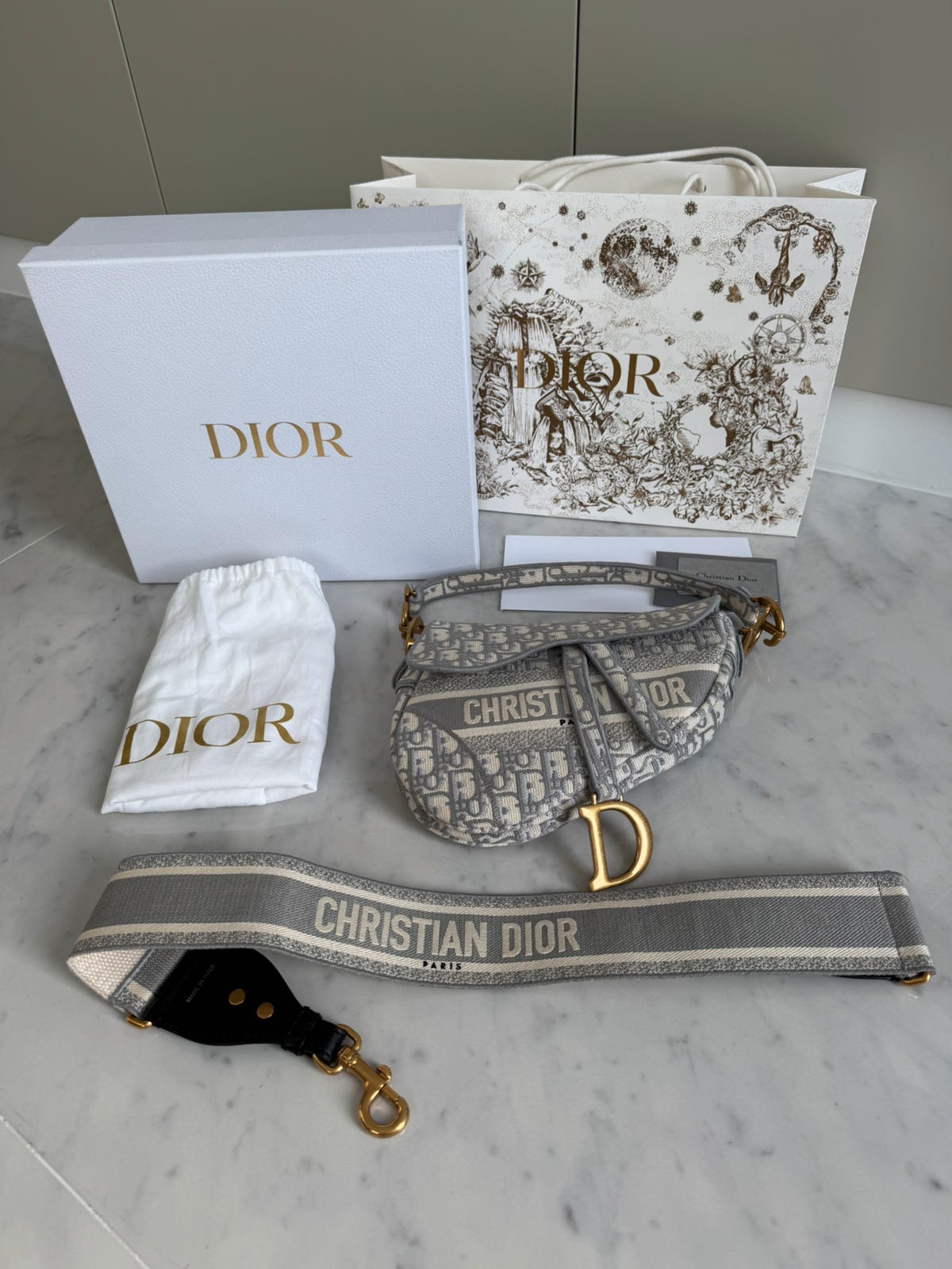 Dior Oblique Embroidered Canvas Saddle bag | FINN-torget