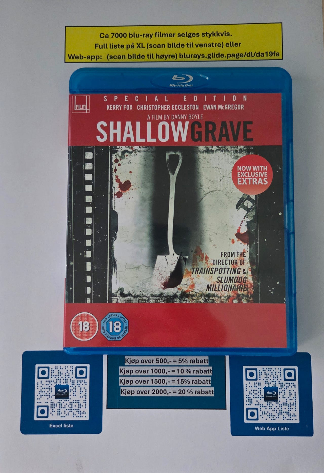 Shallow GRave - UK-Utgave + 7000 andre filmer på blu-ray🎞️ | FINN-torget