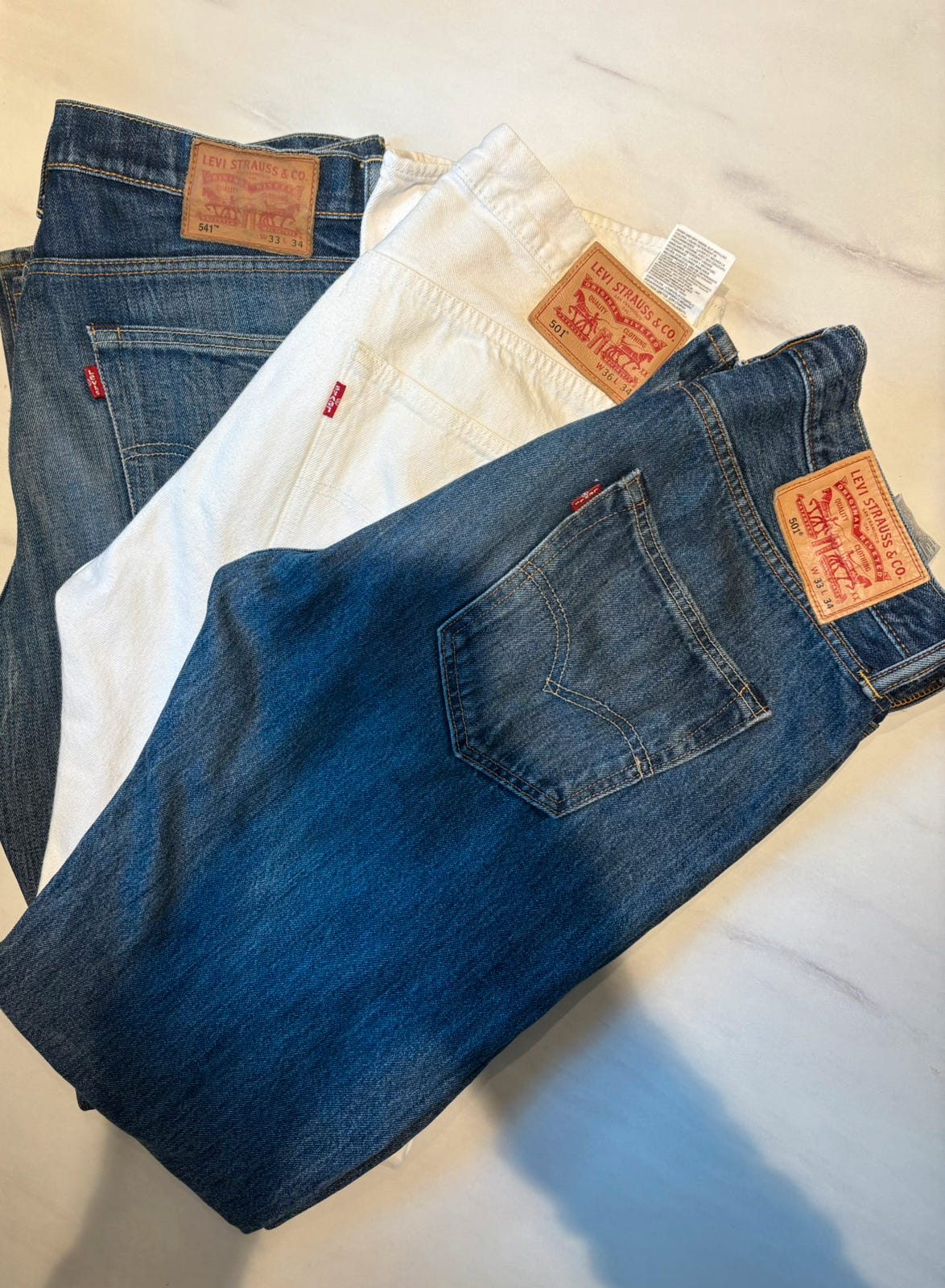 Levis 501, 541, hvit og blå, 36/34, 33/34, | FINN-torget