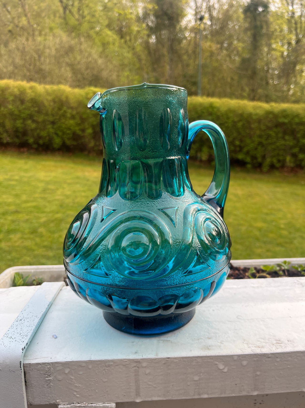 STELVIA Empoli - Teal Blue Textured Pitcher Vase - 1970s Italian Glass ...