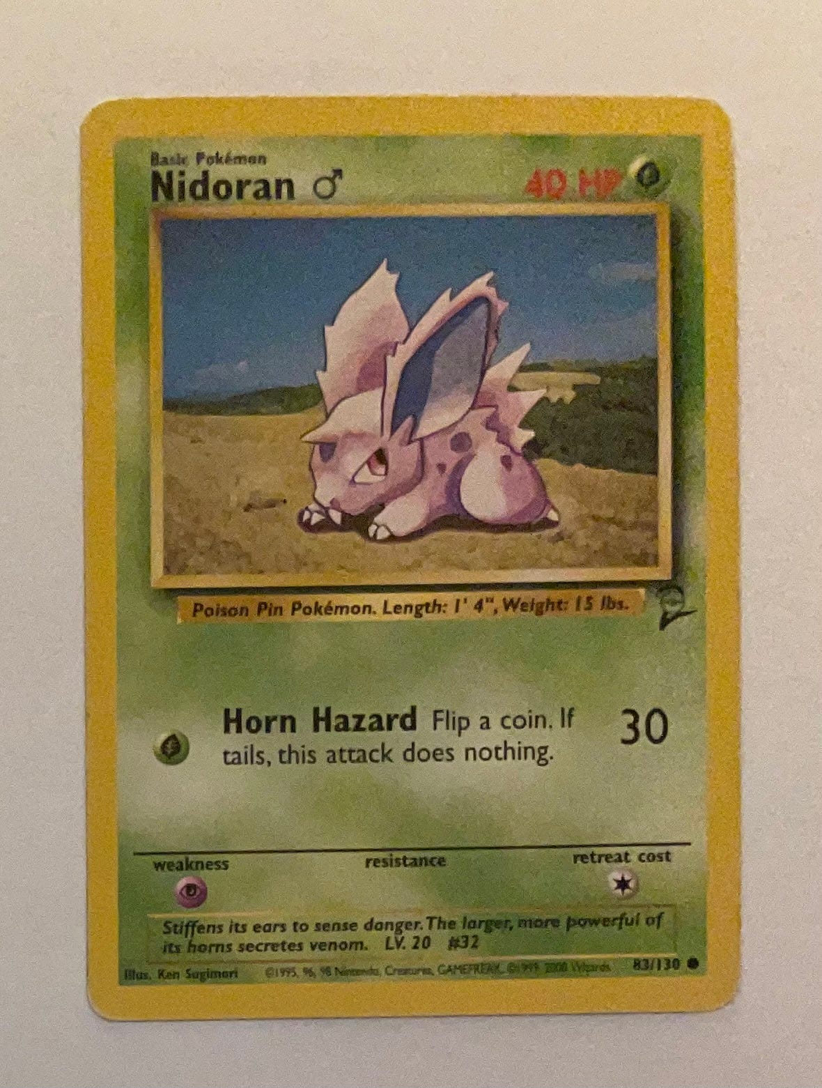 Pokemon-kort common Nidoran fra base set 2 1999-2000 #83/130 | FINN-torget