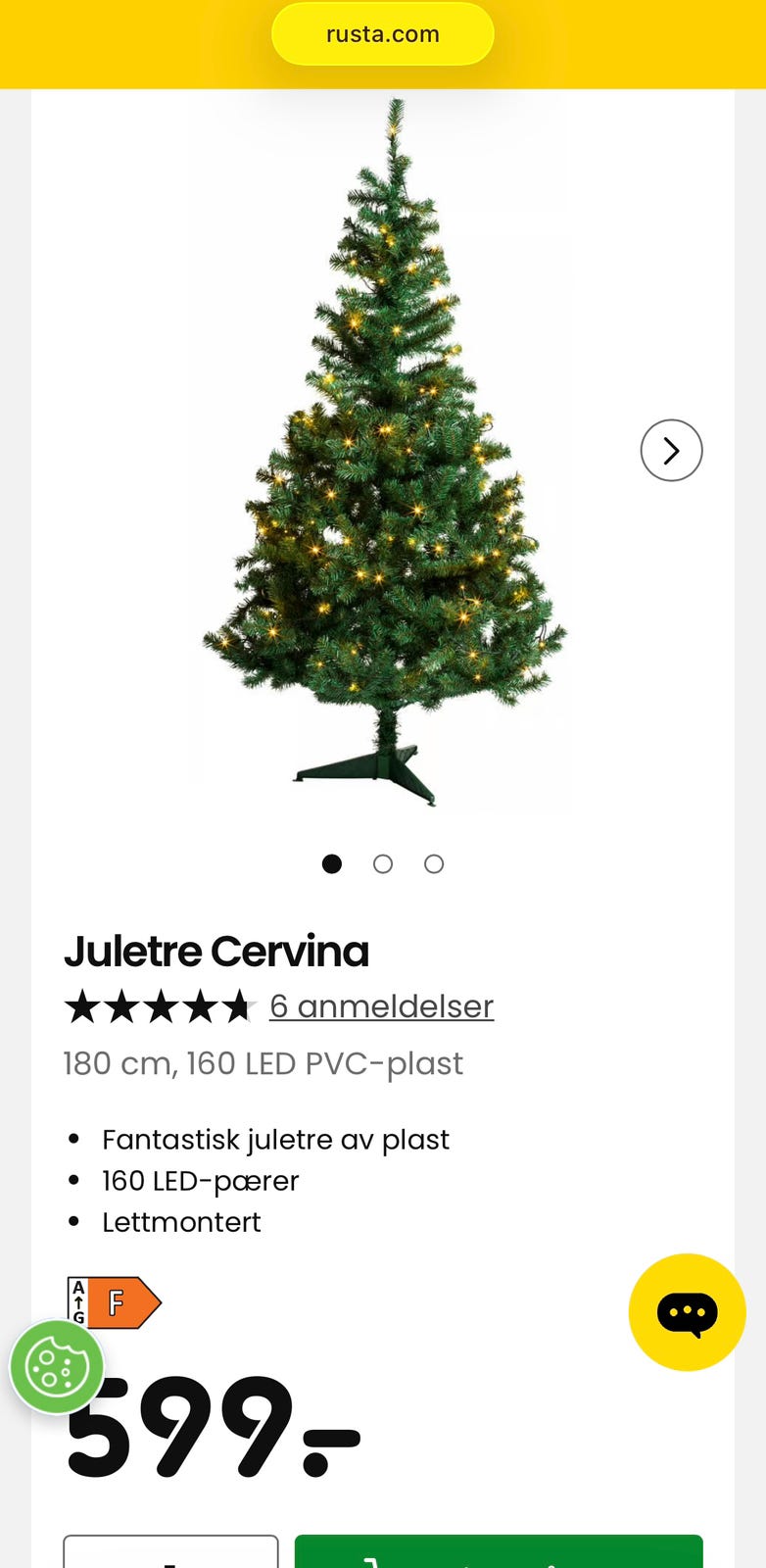 Kunstig juletre 180 cm – fra Rusta, brukt kun 2 ganger | FINN-torget