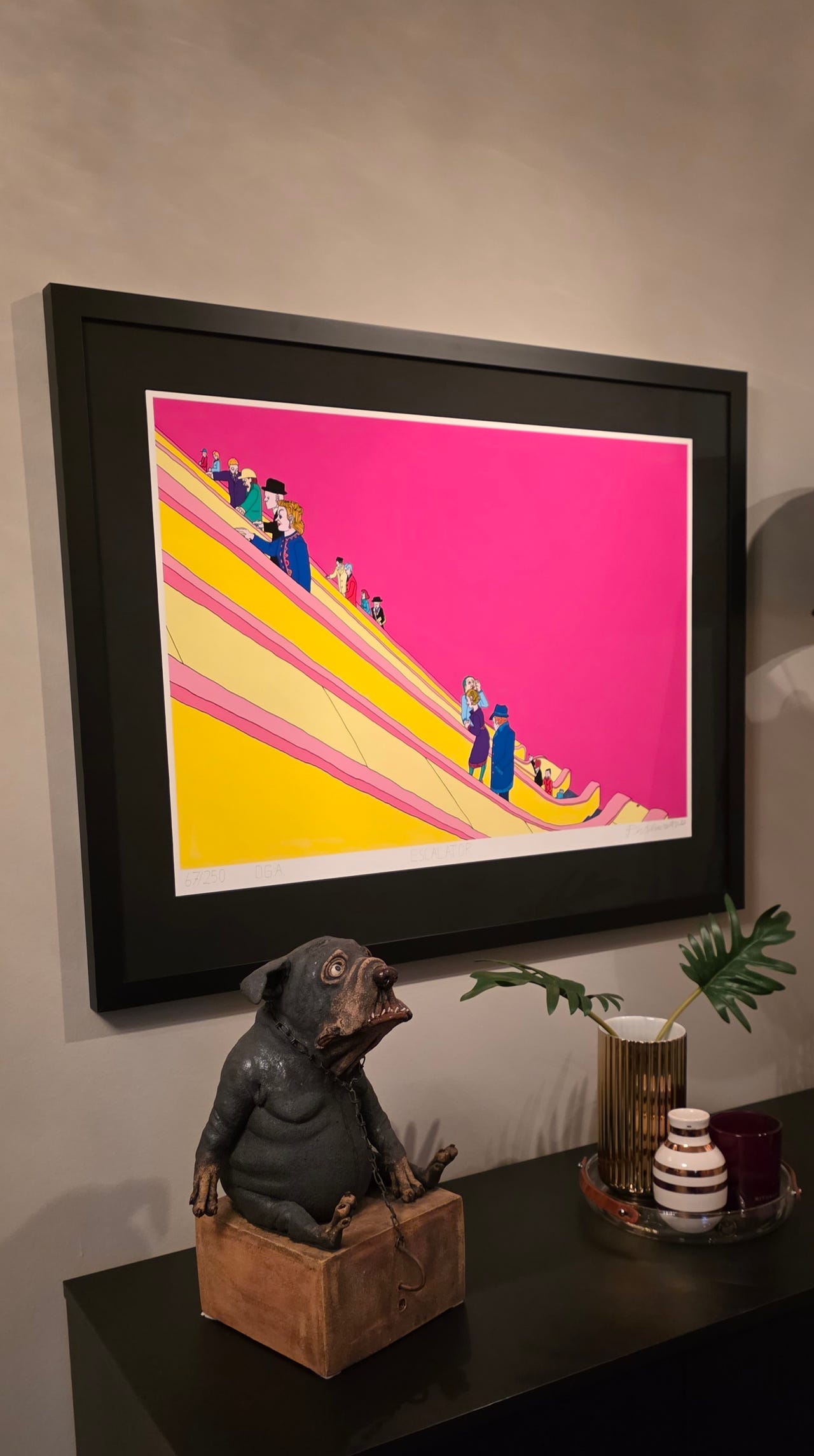 Pushwagner «Escalator» m/sort passepartout/ramme og UV glass | FINN-torget