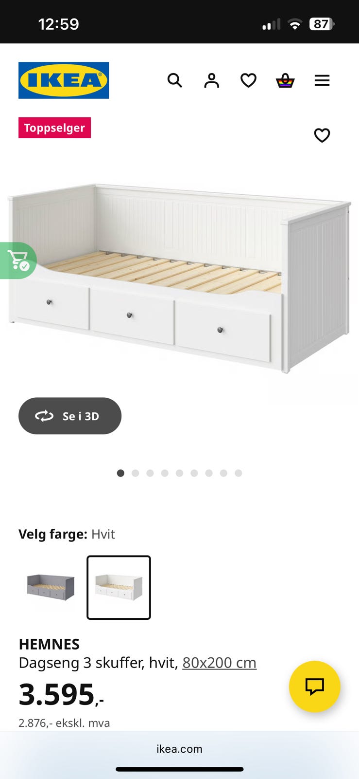 IKEA Uttrekkbar seng barn hvit med skuffer | FINN-torget