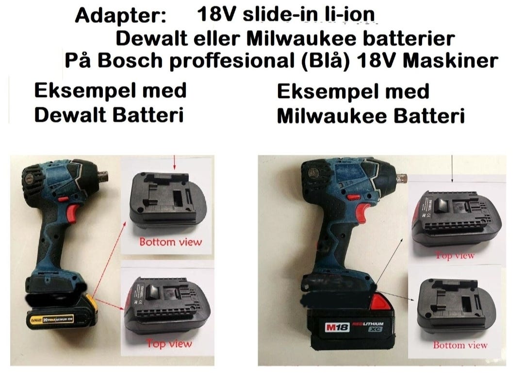 Adapter: Dewalt (*meec og *Flexx)/ Milwaukee =》 Bosch professional ...