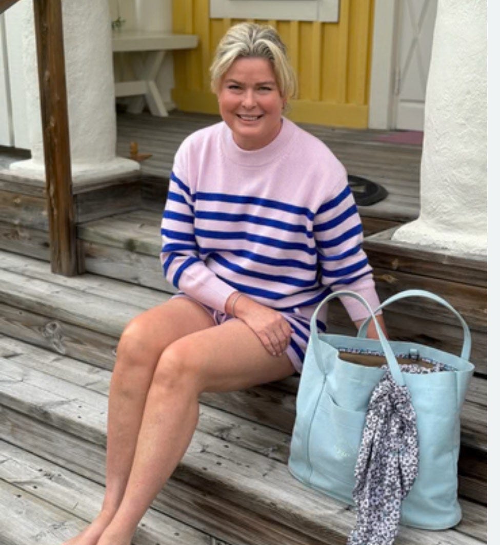 Striped Barcelona O-neck Pink genser fra Vendela wear. | FINN-torget