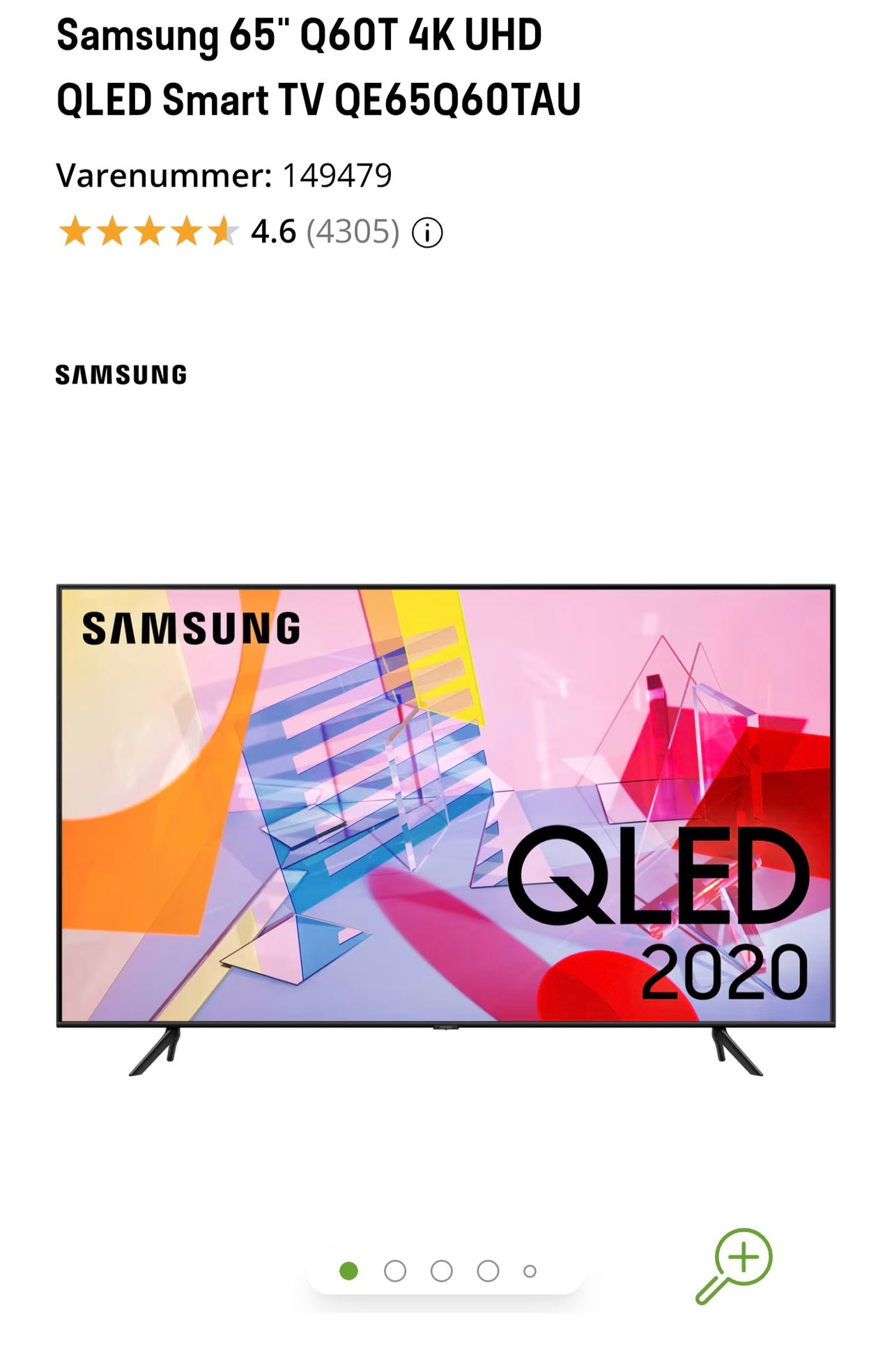 Samsung 65" Q60T 4K UHD QLED Selges! | FINN-torget