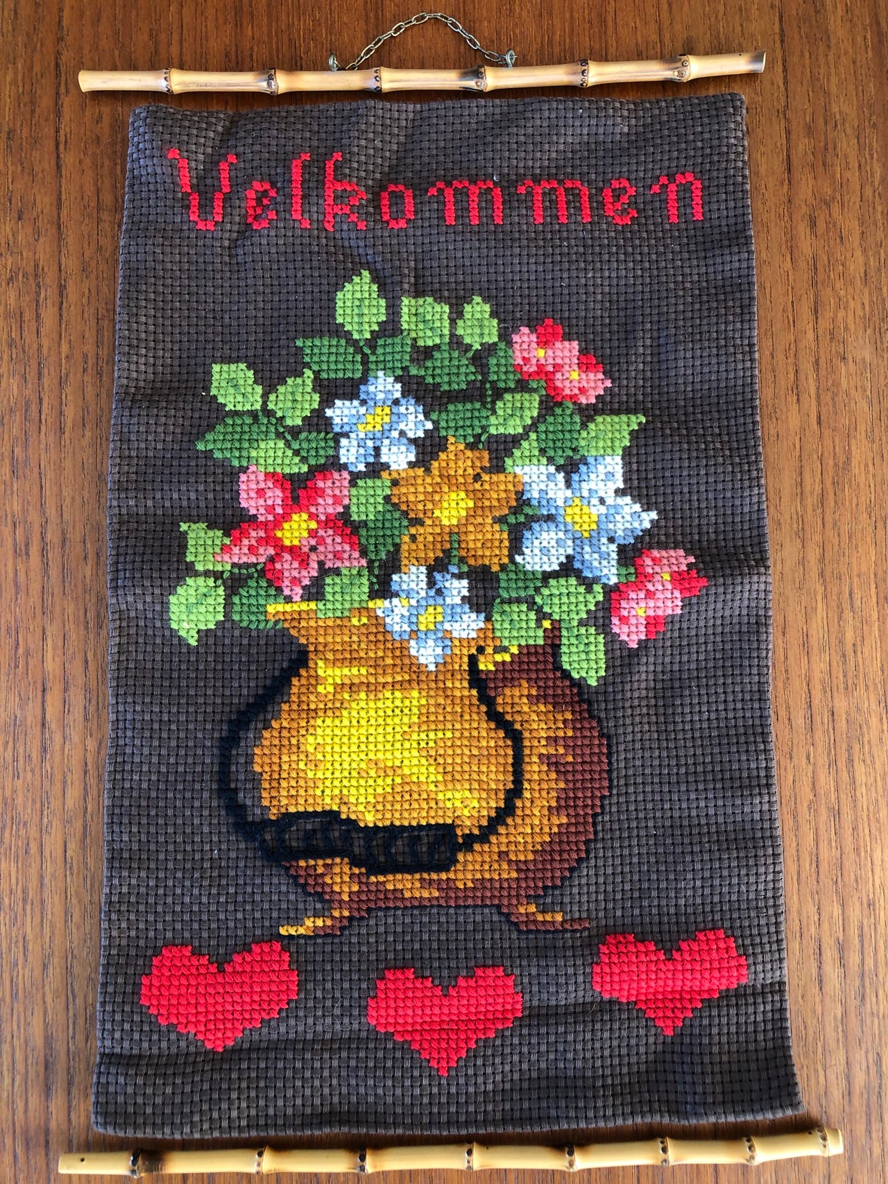 Retro veggløper / klokkestreng - Velkommen ️ 💛🤎🧡 | FINN-torget
