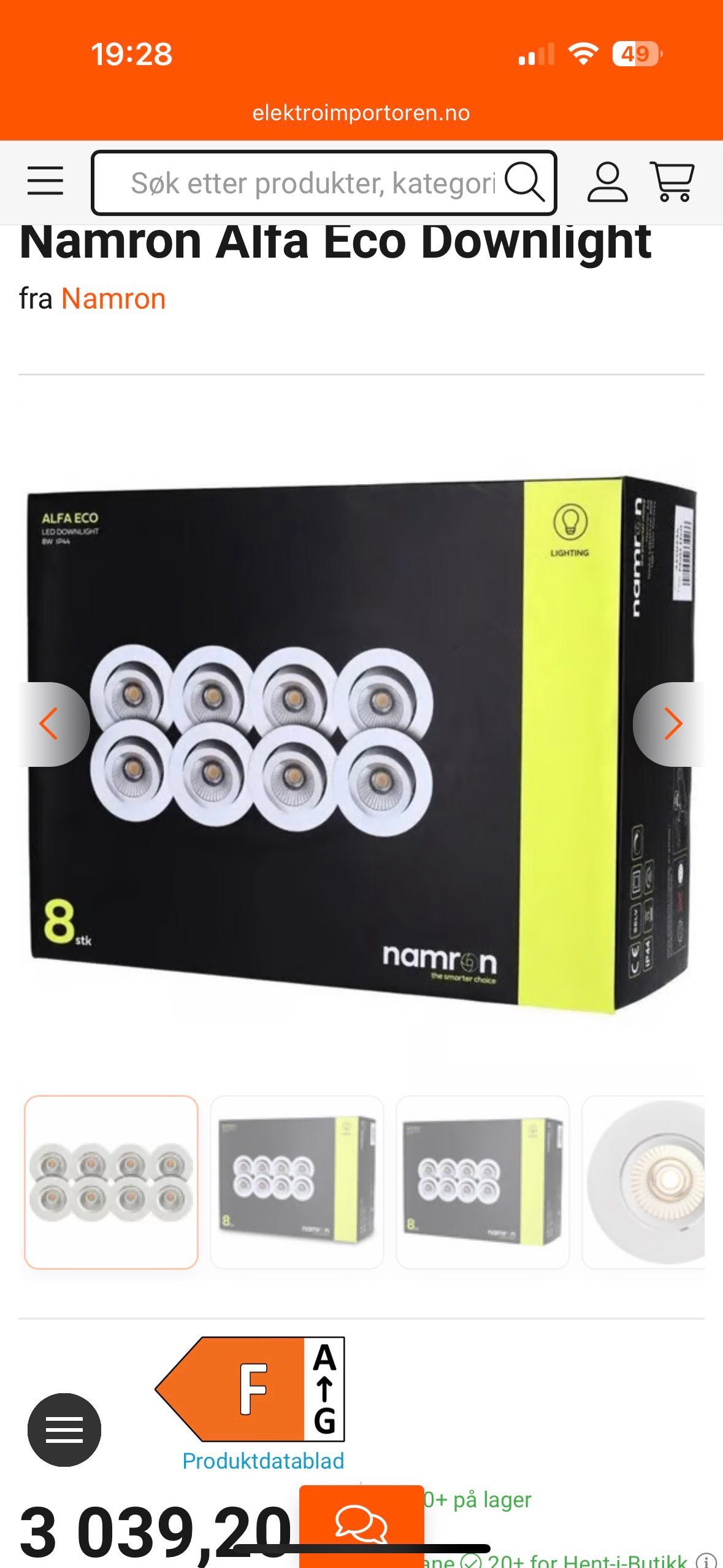 8 pakning Namron Alfa Eco 8w | FINN-torget