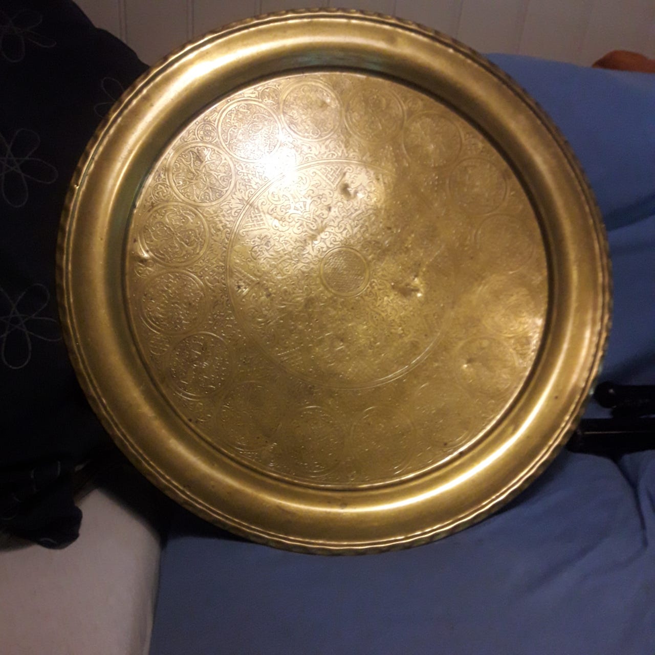 Stort antikk messing fat/plate 60 cm diameter | FINN-torget