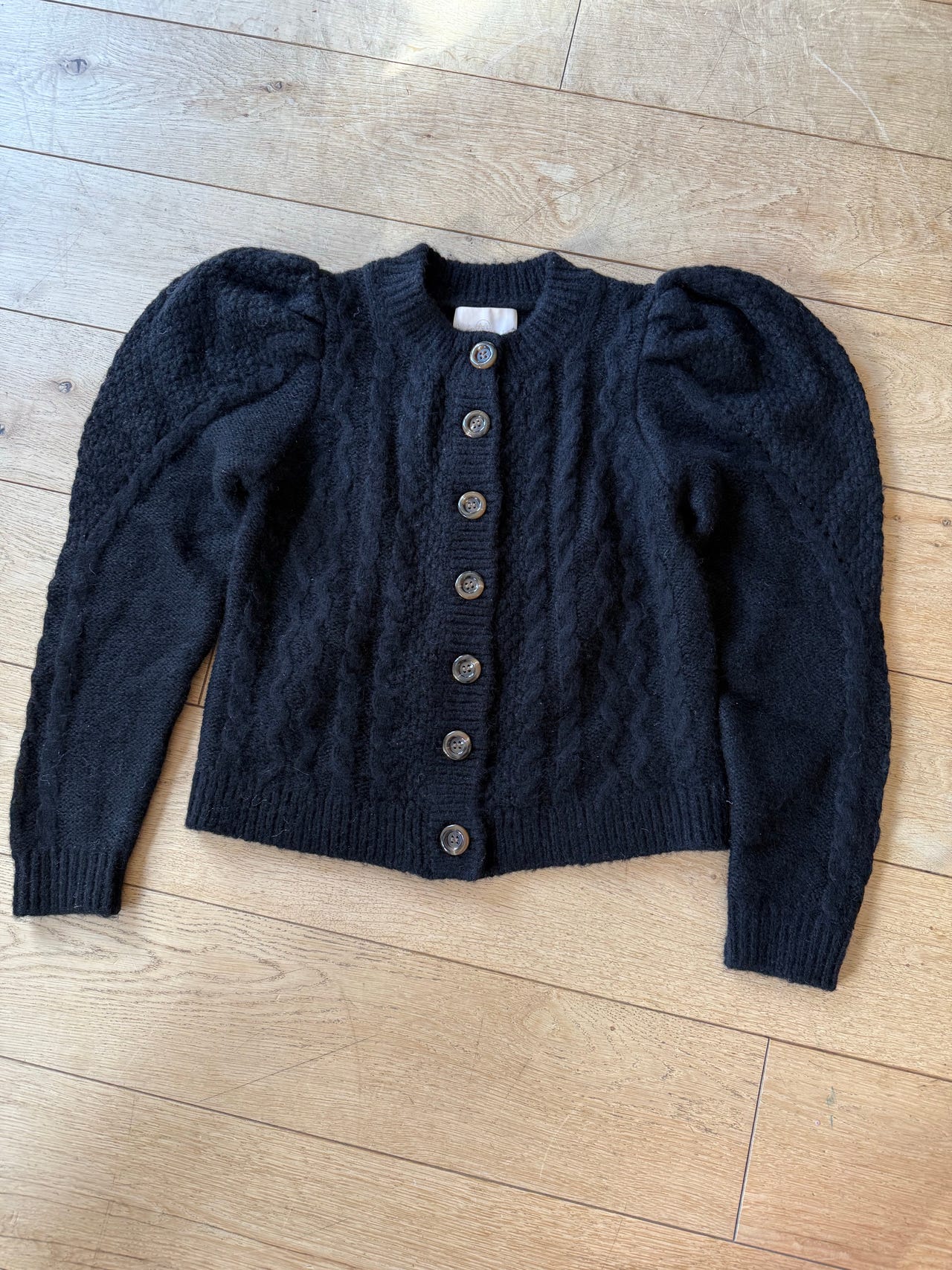 byTiMo strikket Cardigan Svart i ullblanding - By TiMo Wool puffed ...