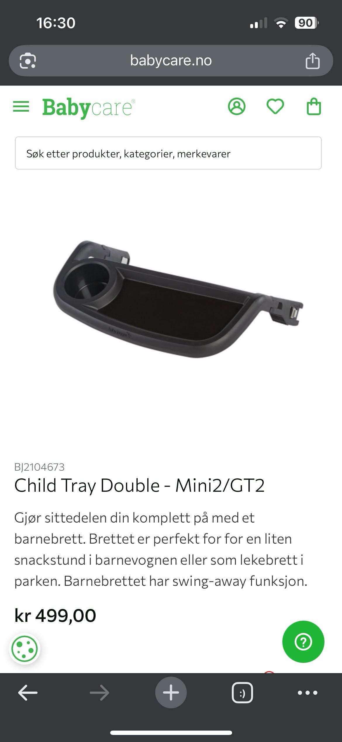 Spisebrett til Baby Jogger City Mini GT 2 Double (NYTT) | FINN-torget