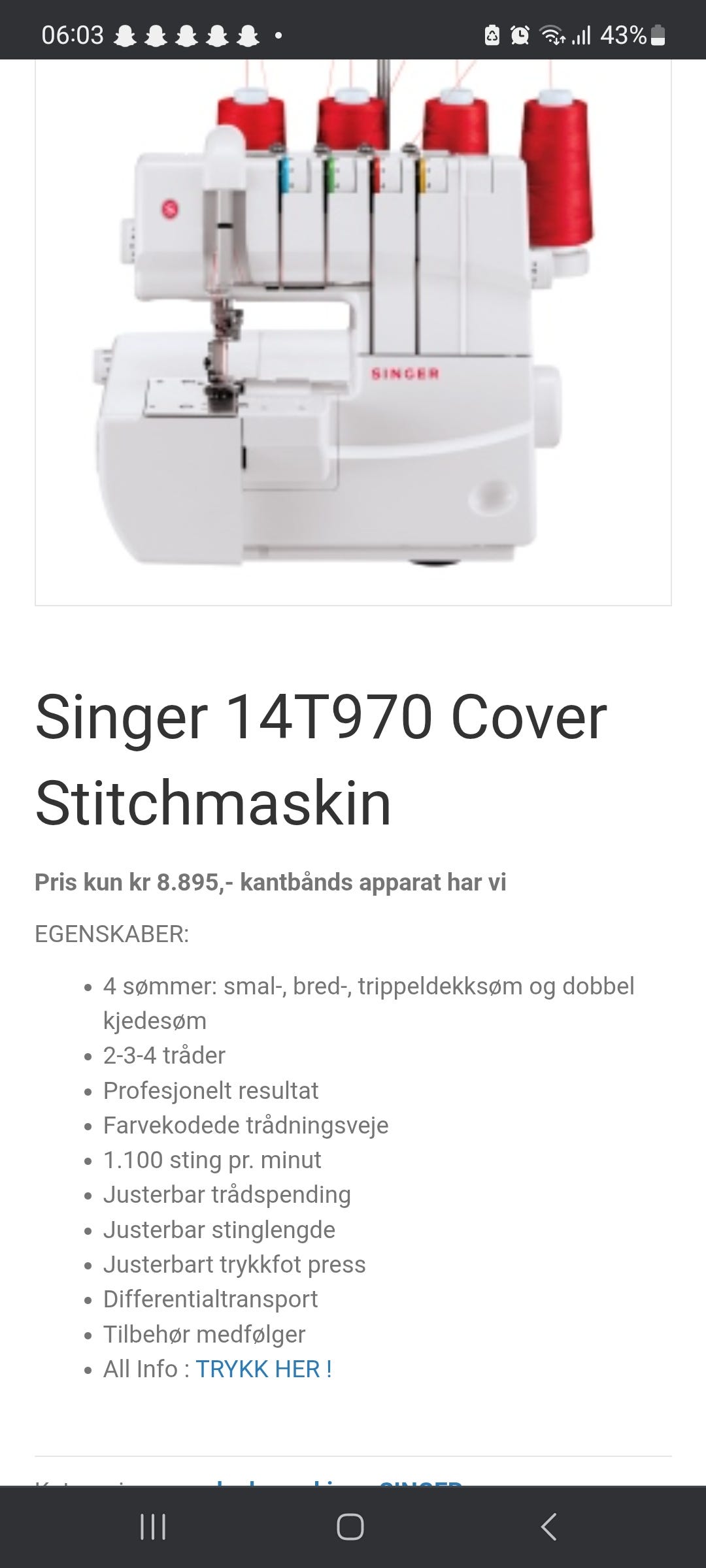 Singer covermaskin | FINN-torget